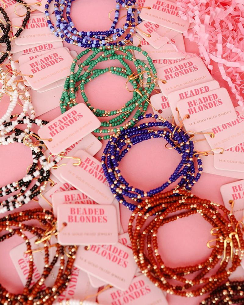 Denim Sprinkle Bracelet in Gold | Beaded Blondes | The Paper Store