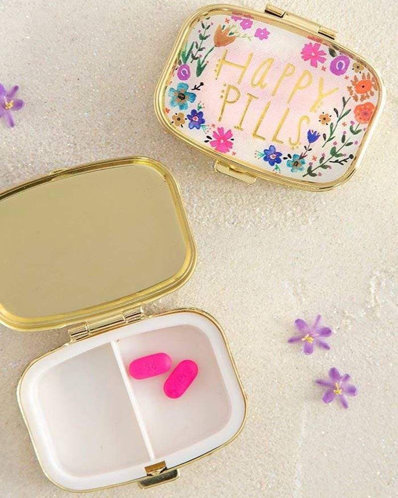 Happy Pills Floral Pill Box | Natural Life | The Paper Store