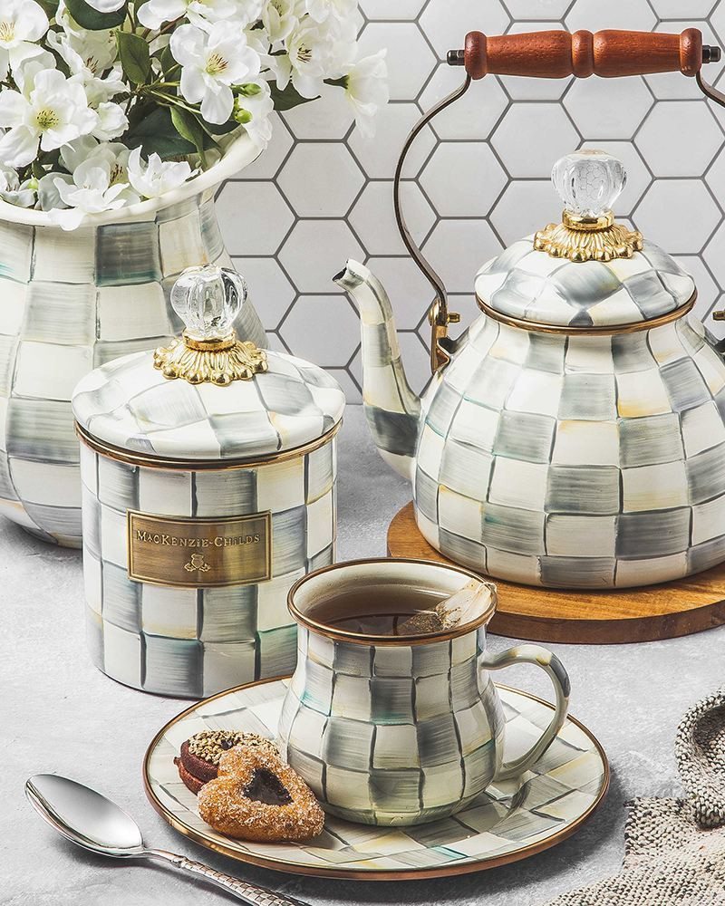 Sterling Check 2-Quart Tea Kettle | MacKenzie-Childs | The Paper Store
