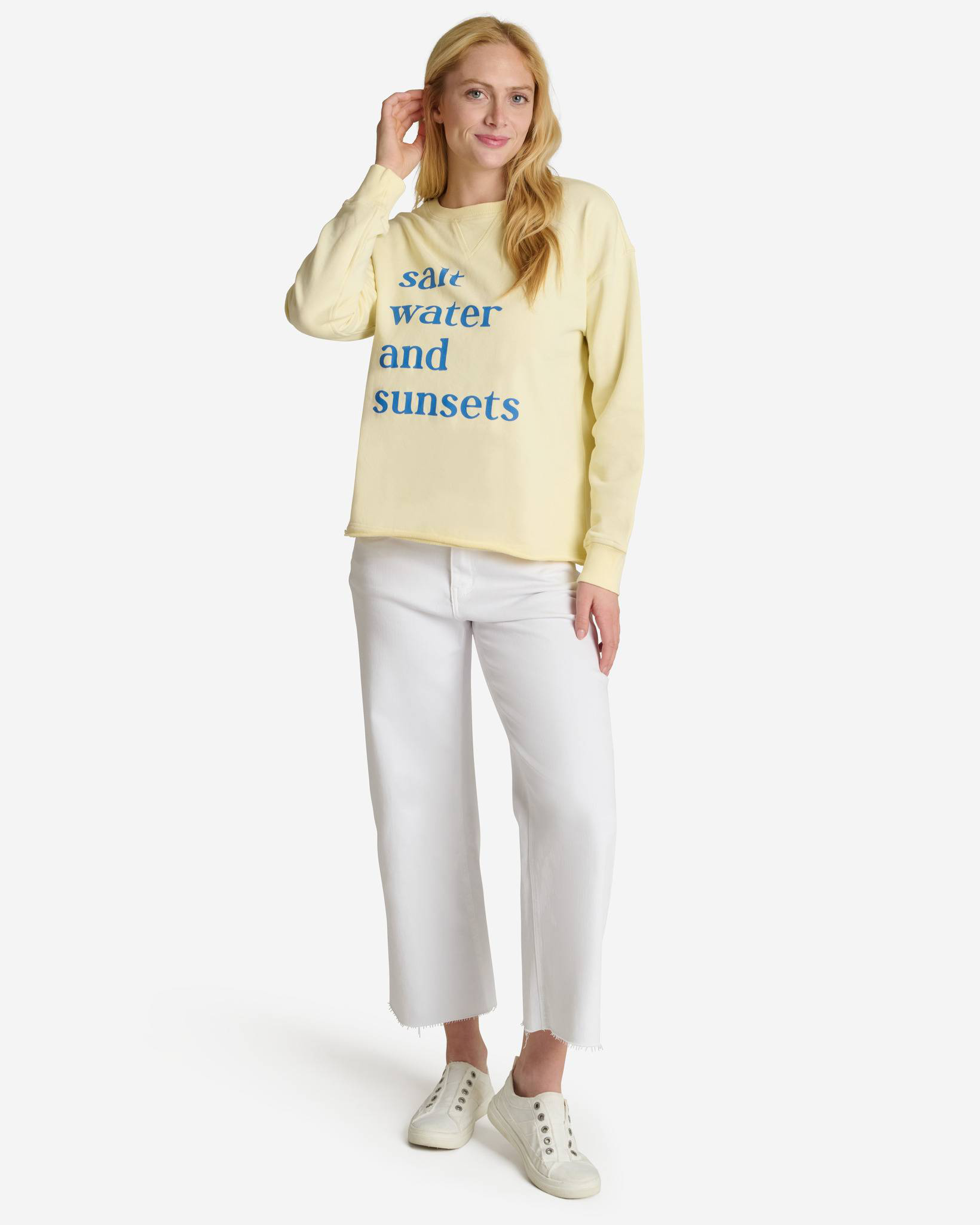 Salt Water and Sunsets Saying Top in Yellow | mia & tess | The Paper Store
