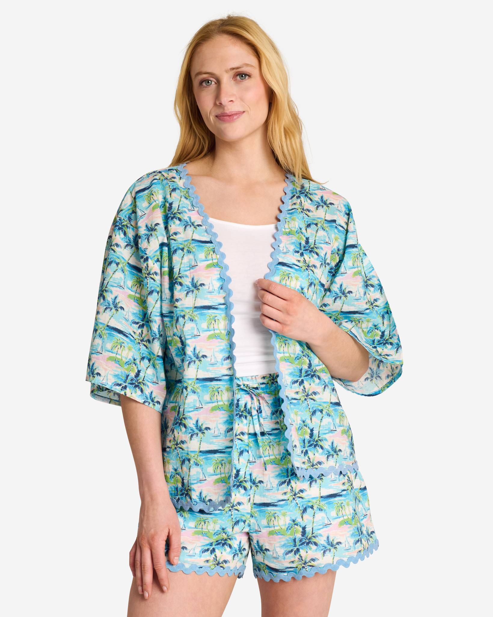 Leaf Print Dayjama Open-Front Top | Uncharted Threads | The Paper Store