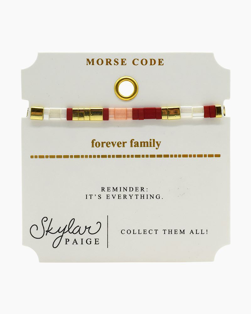 FOREVER FAMILY Morse Code Tila Beaded Bracelet in Ravishing Rosy Peach ...
