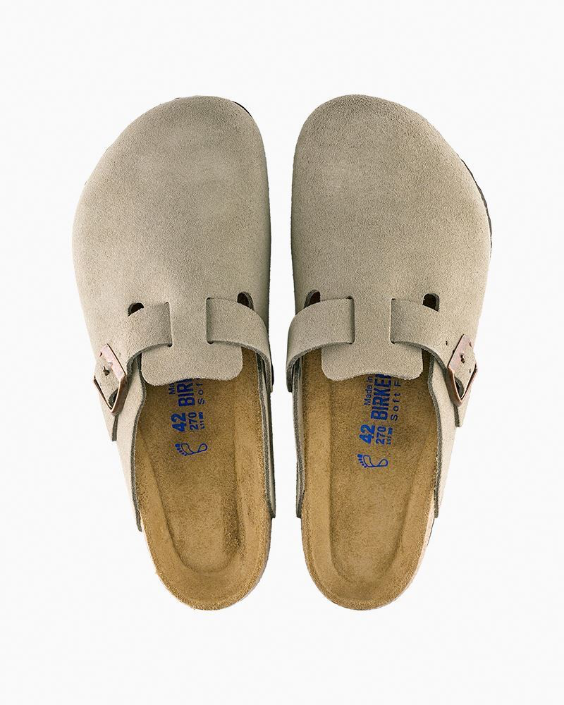 Boston Soft Footbed Clogs in Taupe | Birkenstock | The Paper Store