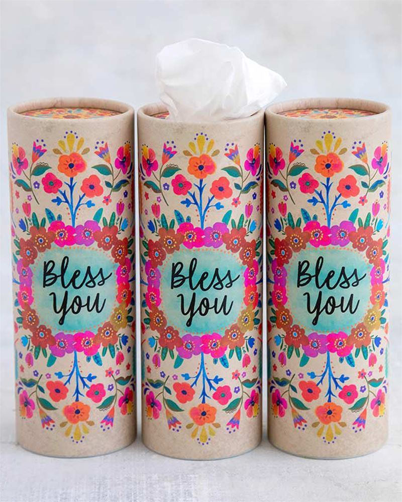 Bless You Floral Car Tissues (Set of 3) | Natural Life | The Paper Store