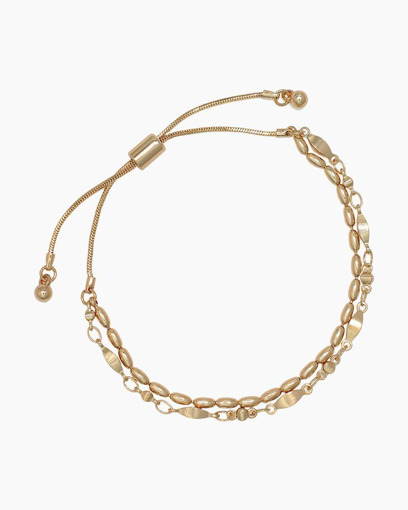 Double Strand Beaded Bolo Bracelet in Gold | Periwinkle by Barlow | The ...