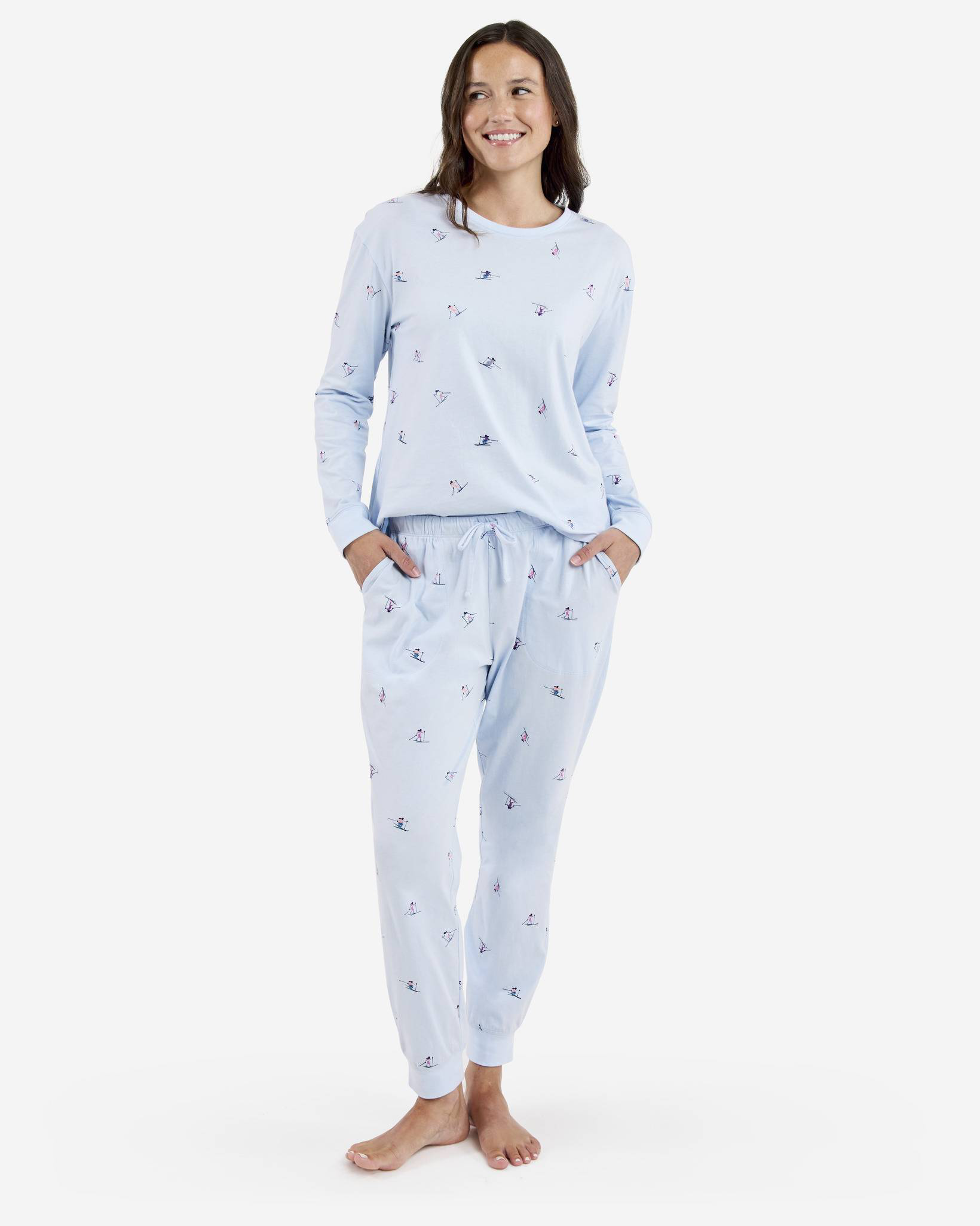 Women's Ski Ya Later Pattern Long Sleeve Snuggle Up Sleep Tee | Life Is ...
