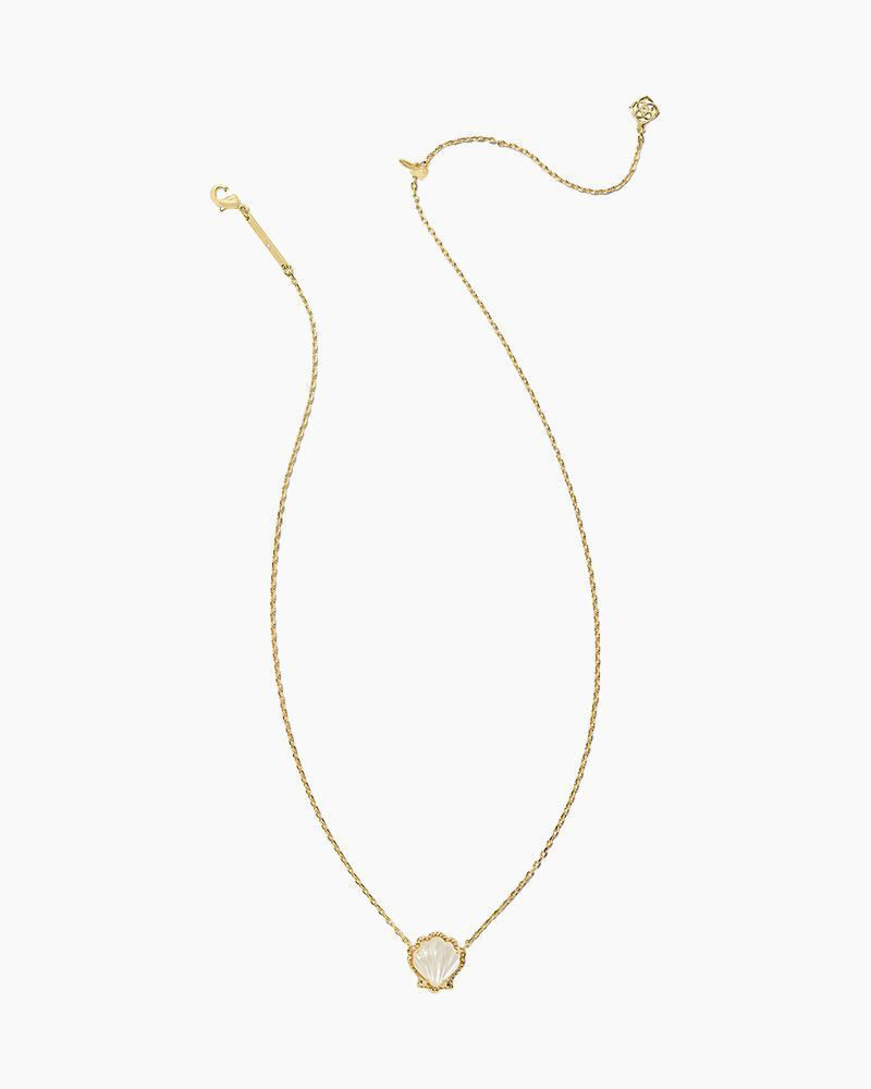 Brynne Gold Shell Short Pendant Necklace in Ivory Mother-of-Pearl ...