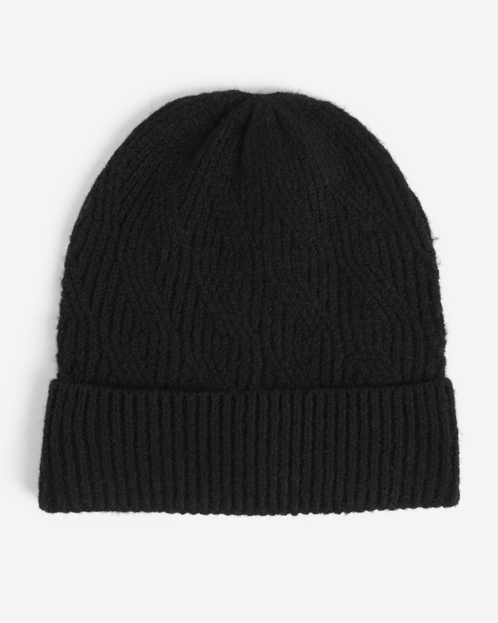 Flat Cable Knit Beanie in Black | Mia & Tess | The Paper Store