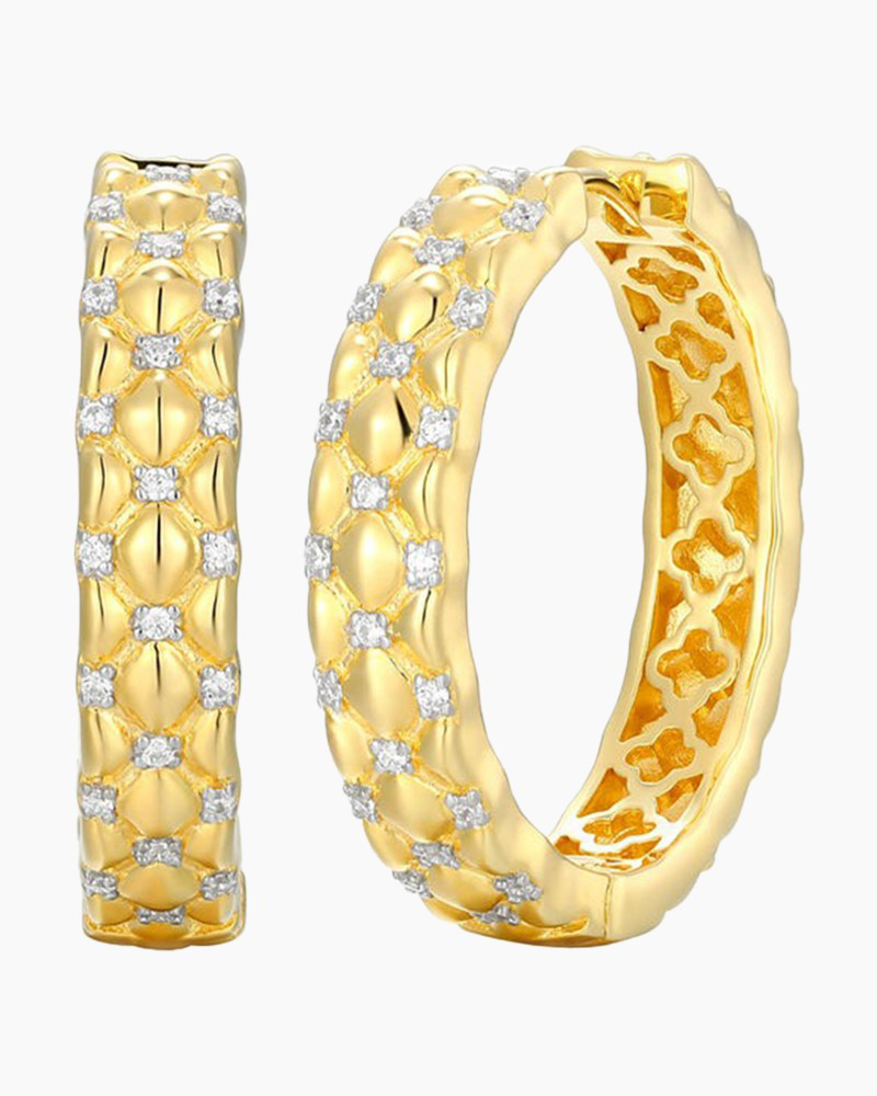 Quilted Texture CZ Hoop Earrings in Gold | Charles Garnier Paris 1901 ...