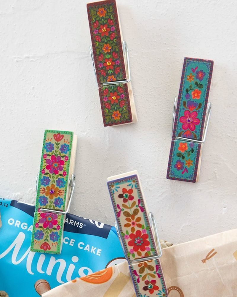 Multicolored Floral Happy Clips (Set of 4) | Natural Life | The Paper Store
