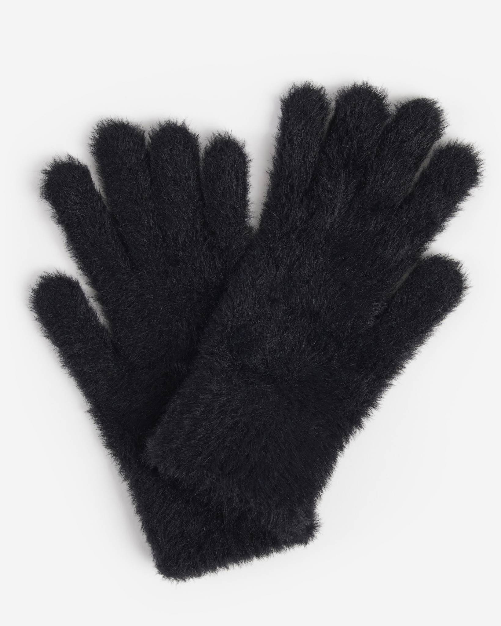Fuzzy Texture Solid Color Gloves in Black | Mia & Tess | The Paper Store