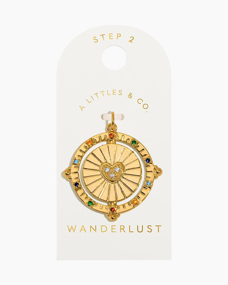 Large Wanderlust Compass Charm in Gold | A Littles & Co | The Paper Store
