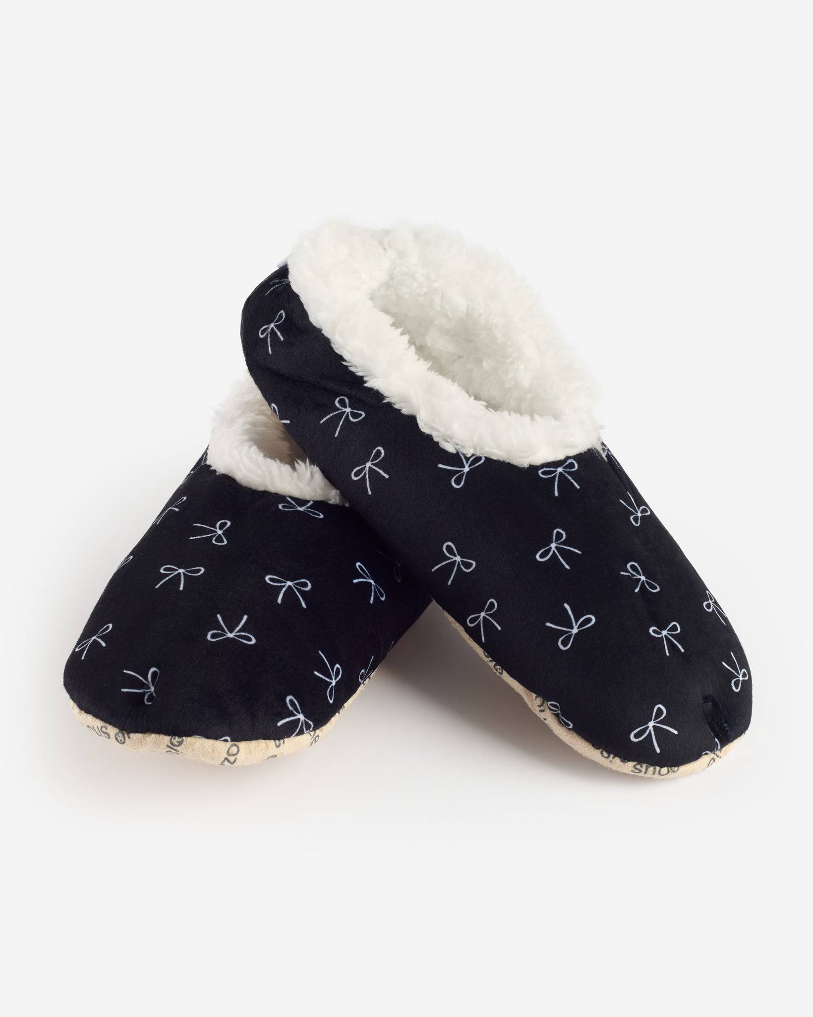 Black Bow Pattern Snoozies Slippers | Snoozies | The Paper Store