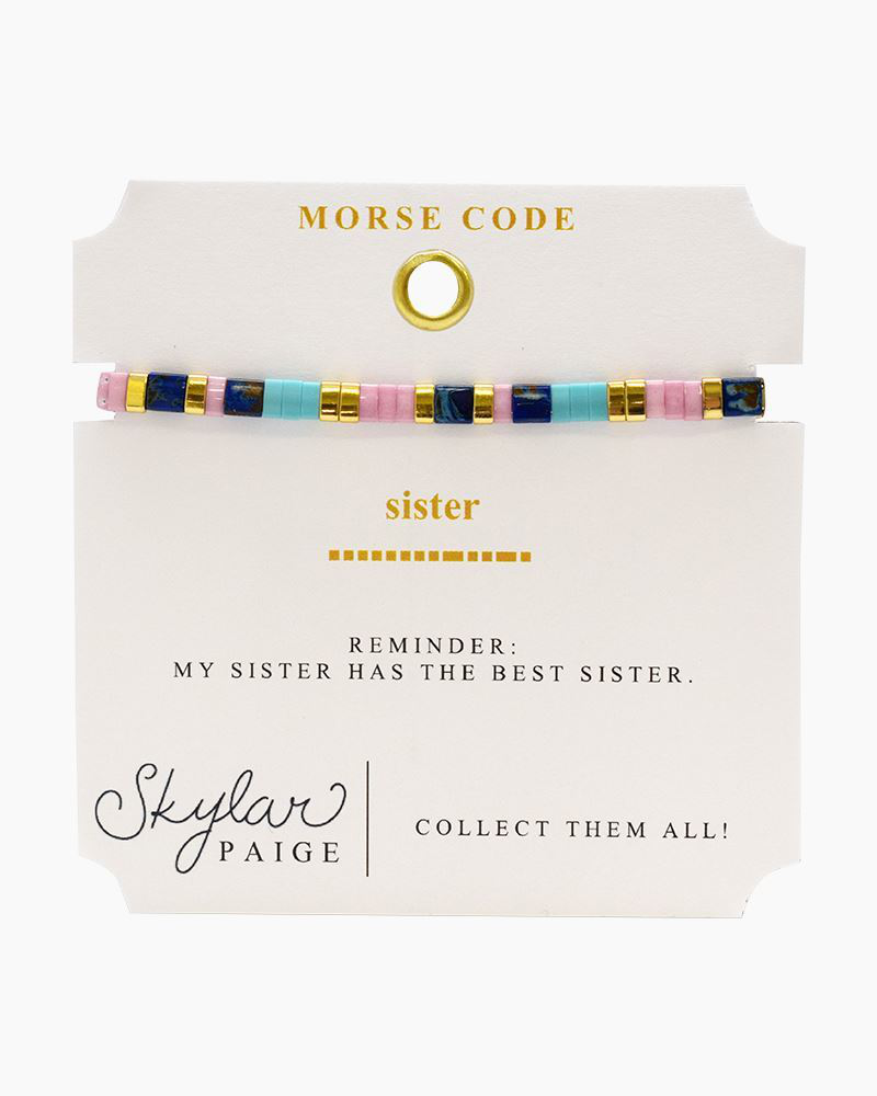 SISTER Morse Code Tila Beaded Bracelet | Skylar Paige | The Paper Store