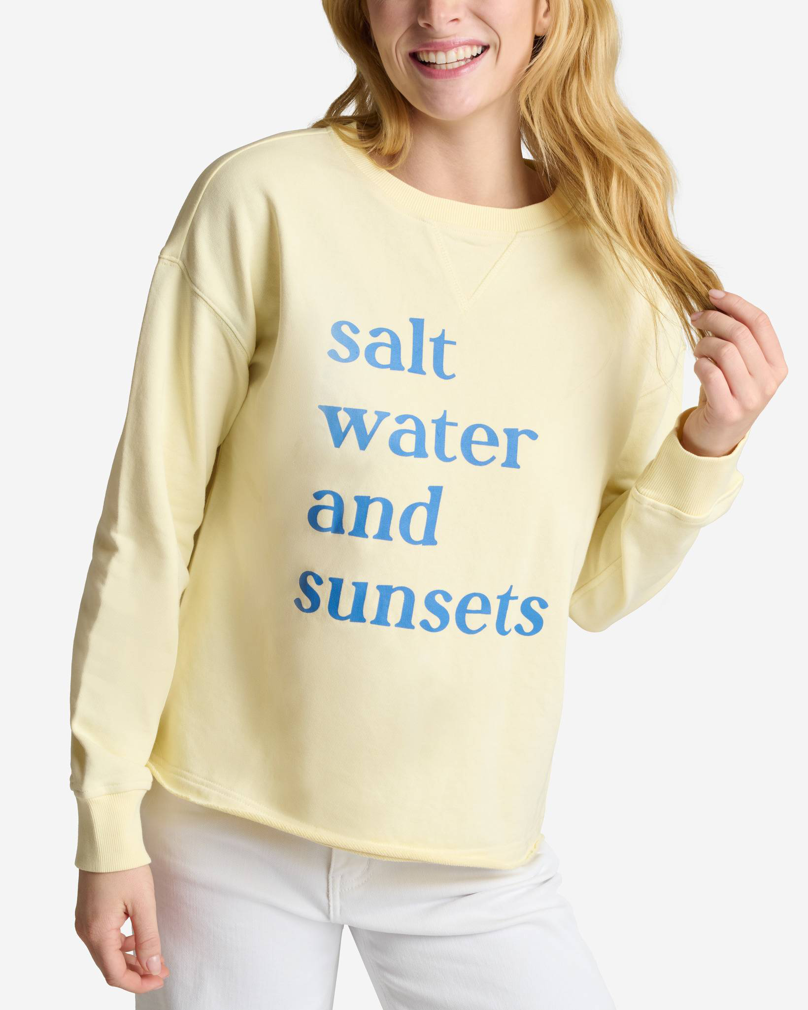 Salt Water and Sunsets Saying Top in Yellow | mia & tess | The Paper Store