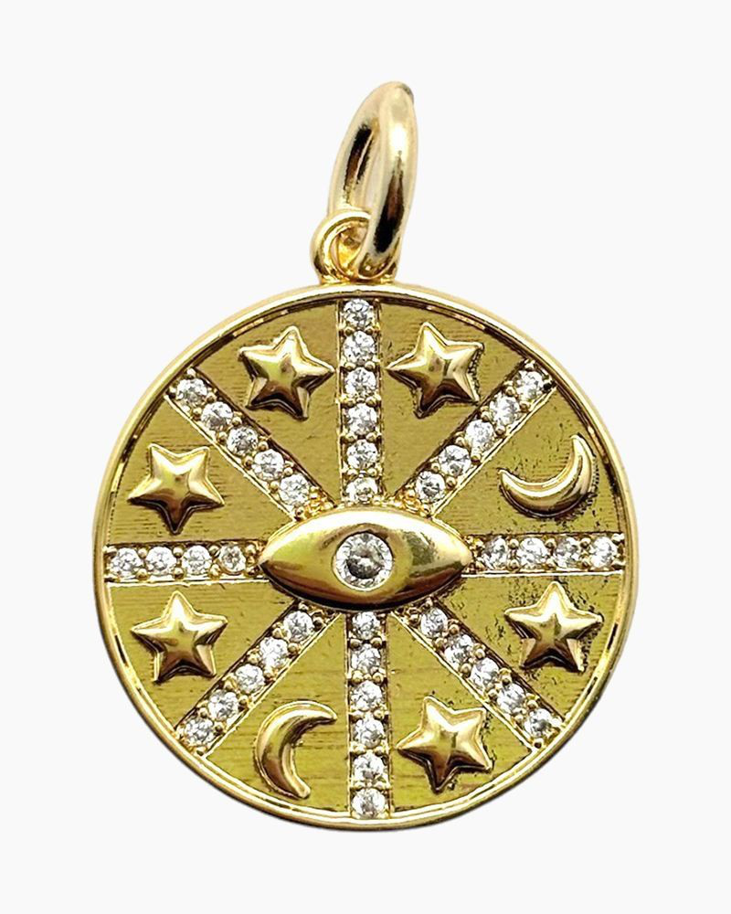 Turquoise Round Evil Eye Charm in Gold | Shiver + Duke | The Paper Store