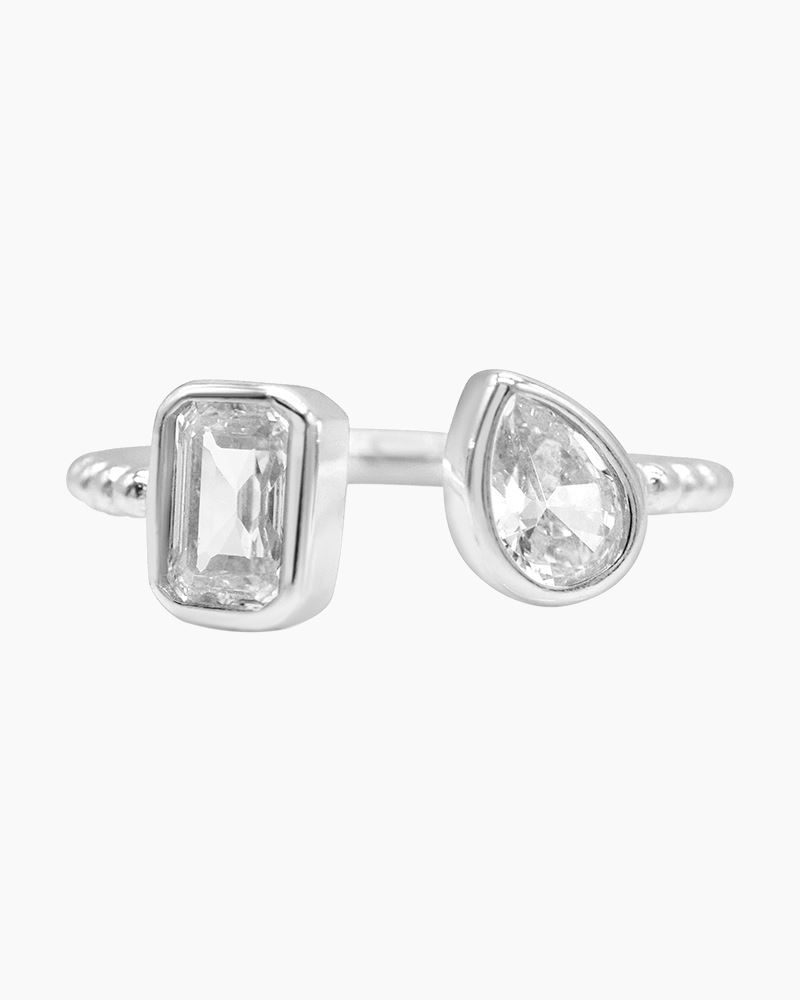 It Fits Double Bezel Clear Crystal Ring in Silver | Stia Jewelry | The ...