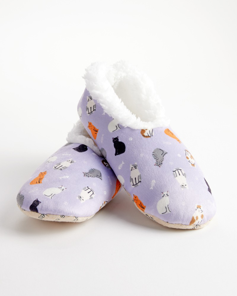 Purple Cat Pattern Snoozies Slippers | Snoozies | The Paper Store