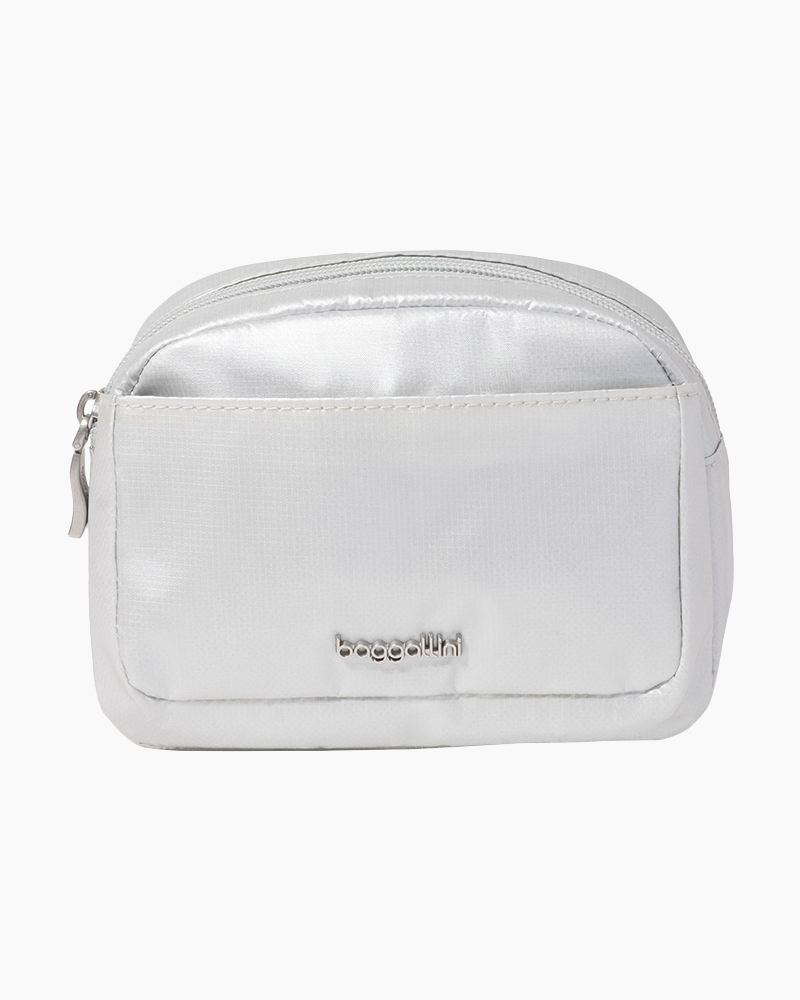 Small Pocket Cosmetic Pouch in Metallic Silver | Baggallini | The Paper ...
