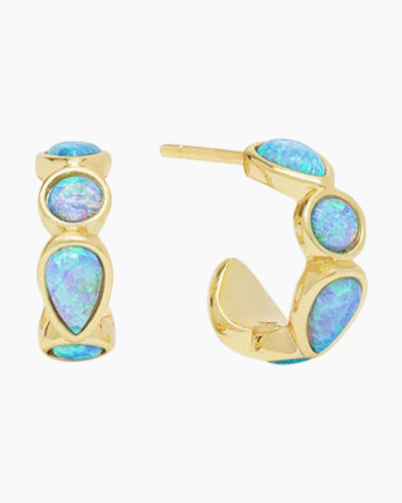 Isla Blue Opal Huggie Earrings in Gold | Melinda Maria Designs | The Paper Store