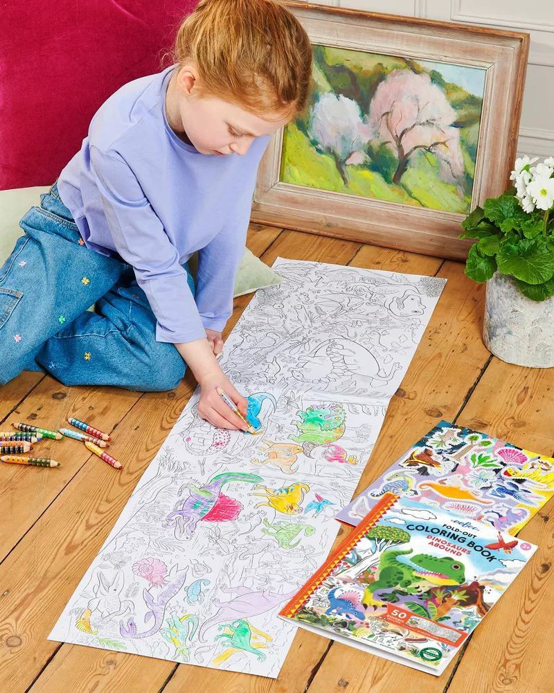 Dinosaurs Abound Fold-Out Coloring Book | Eeboo | The Paper Store