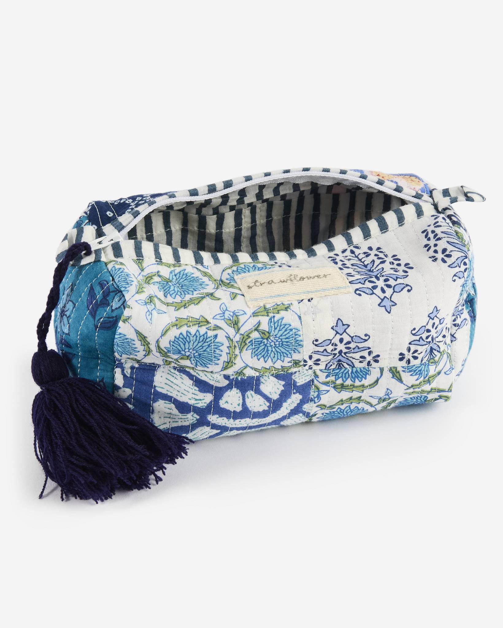 Hannah Small Patchwork Quilted Block Print Cosmetic Pouch | Strawflower ...
