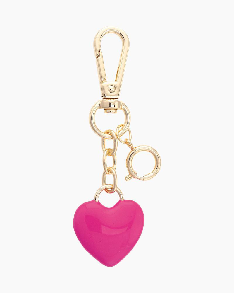 Puffy Enamel Fuchsia Heart Bag Charm in Gold | Canvas Style | The Paper ...