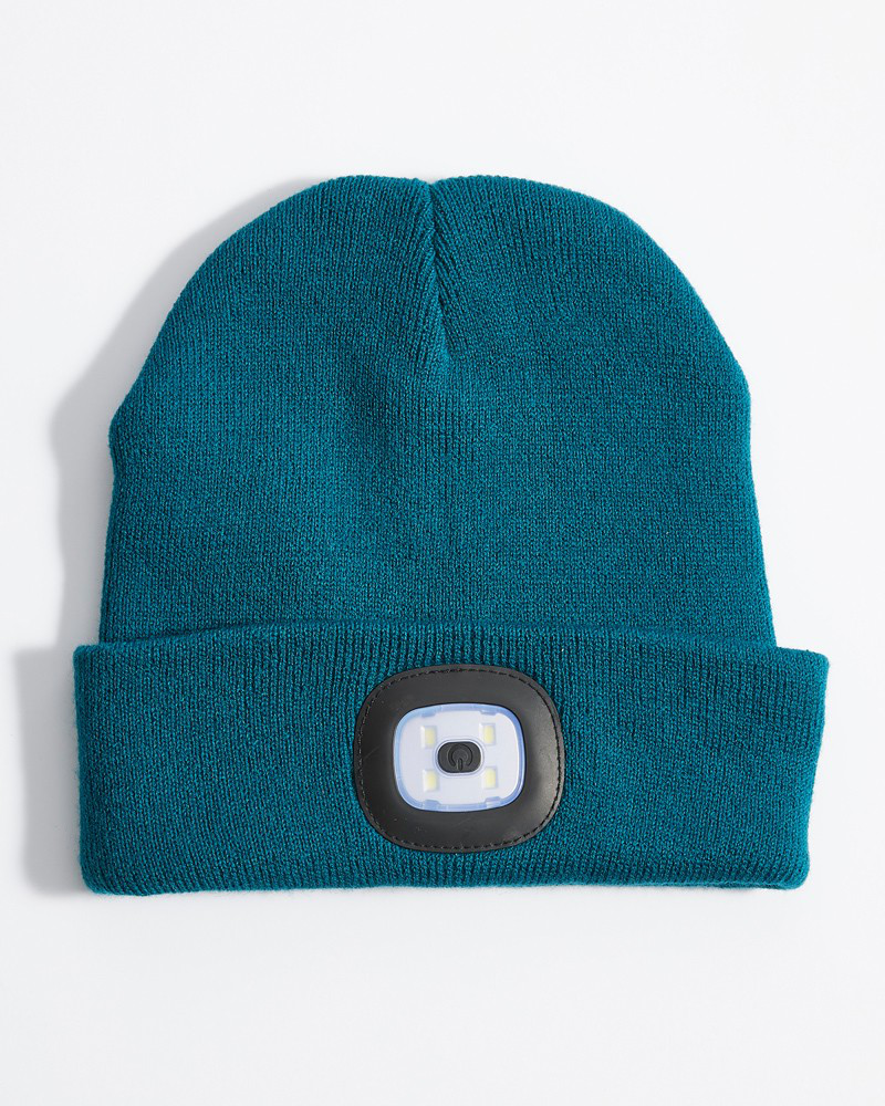 Rechargeable LED Beanie Cap in Teal | Northern Original | The Paper Store