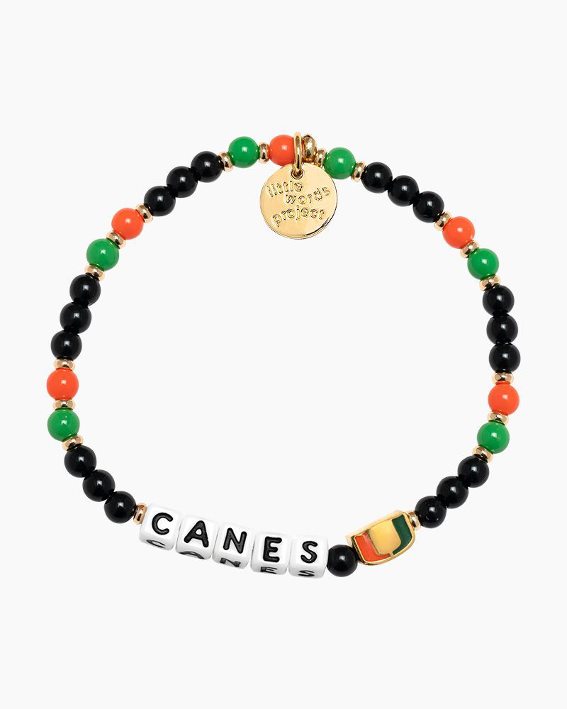 Canes® University of Miami® Beaded Letter Bracelet | Little Words ...