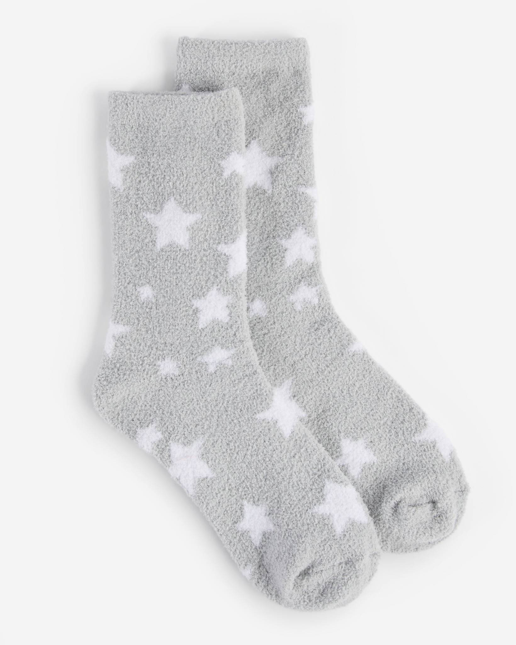 Grey Star Pattern Cozy Socks | mia & tess | The Paper Store