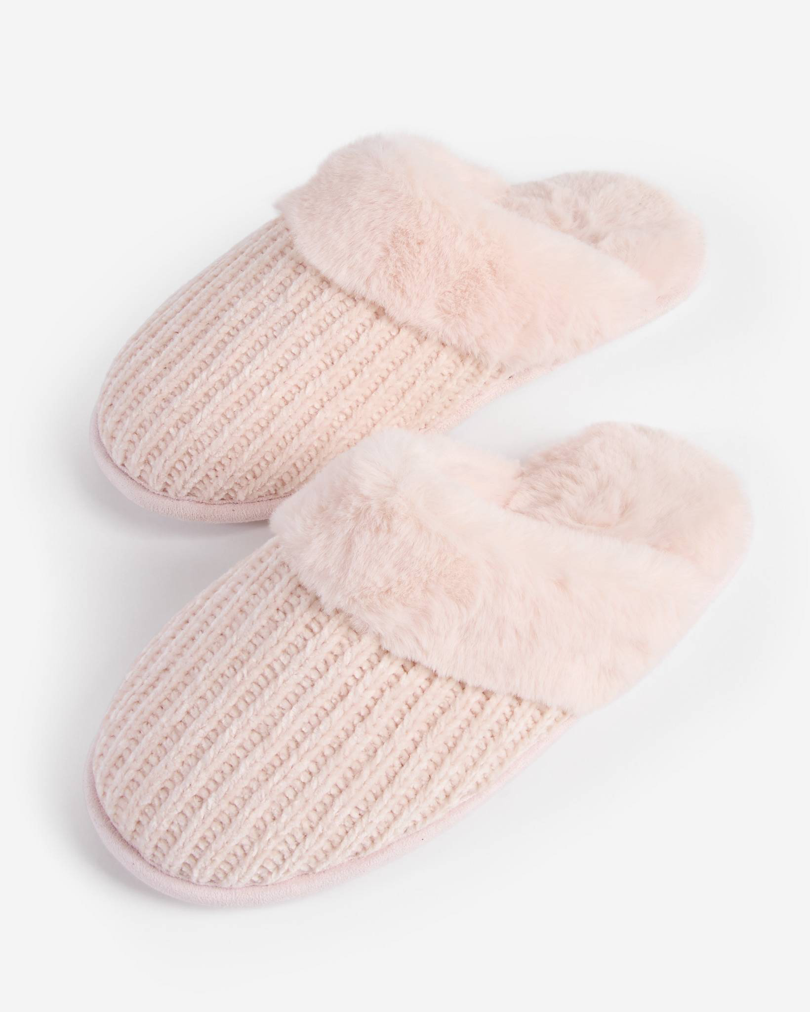 Chenille Texture Slide-On Slippers in Pink | mia & tess | The Paper Store