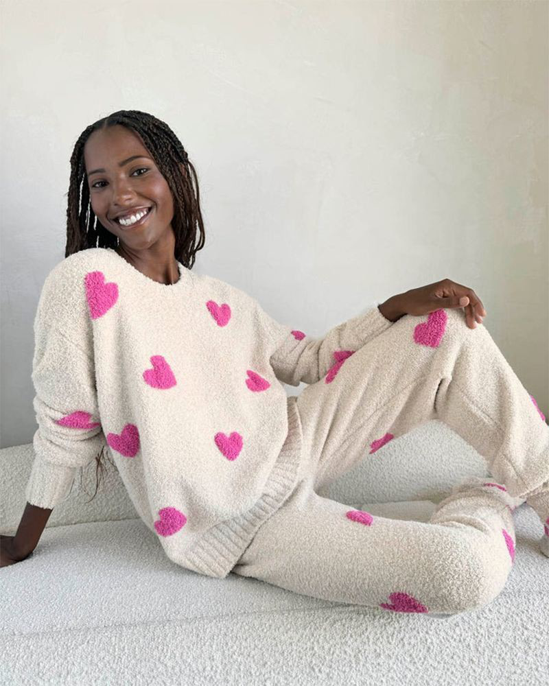 Best Seller Pink Multi-Heart Fuzzy Sweater PJ Set | Splendid | The ...