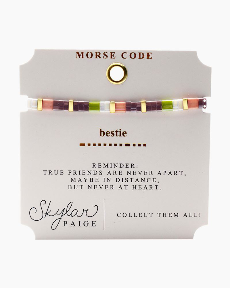 BESTIE Morse Code Tila Beaded Bracelet in Grape and Green Grove ...