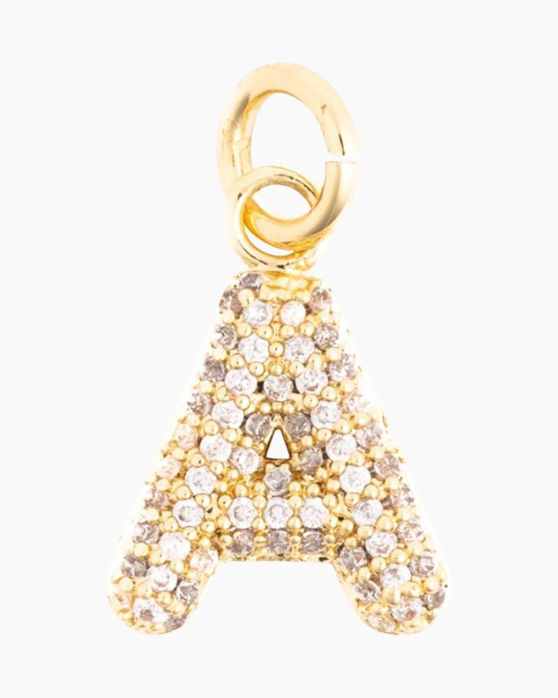 A Courtney Pavé Crystal Letter Charm in Gold | Michelle Macdowell | The ...