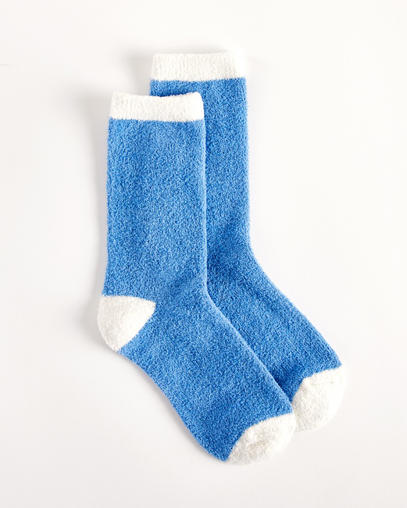 Solid Color Cozy Socks in Dark Blue | mia & tess | The Paper Store