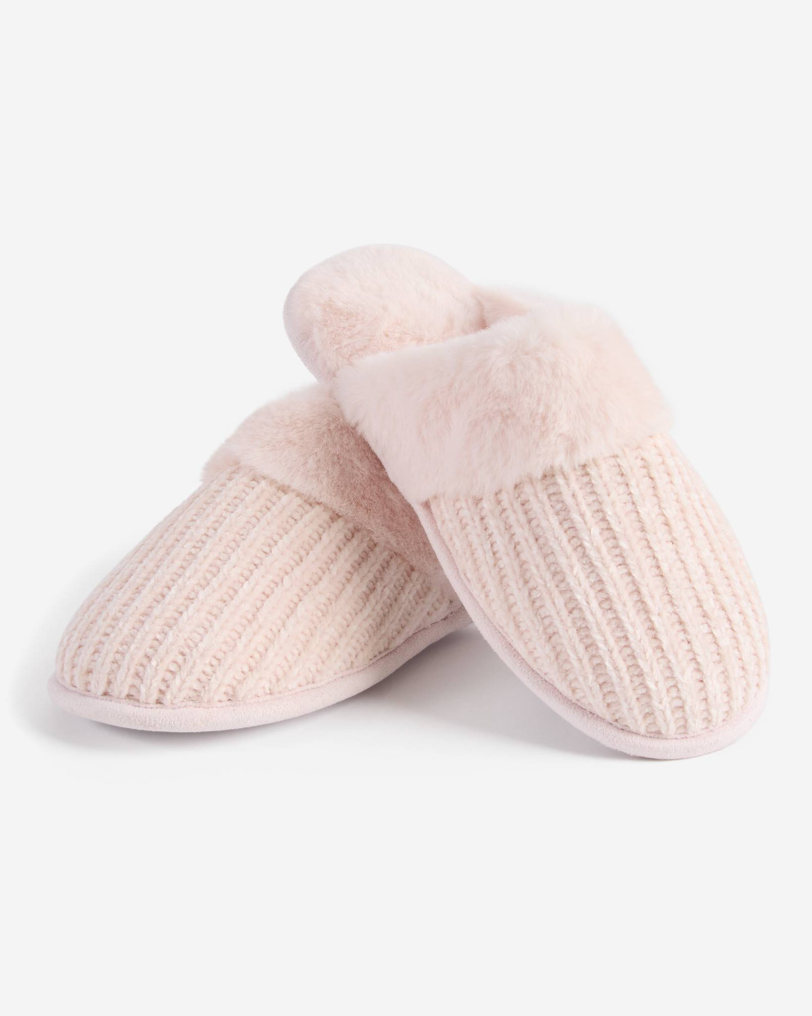 Chenille Texture Slide-On Slippers in Pink | Mia & Tess | The Paper Store